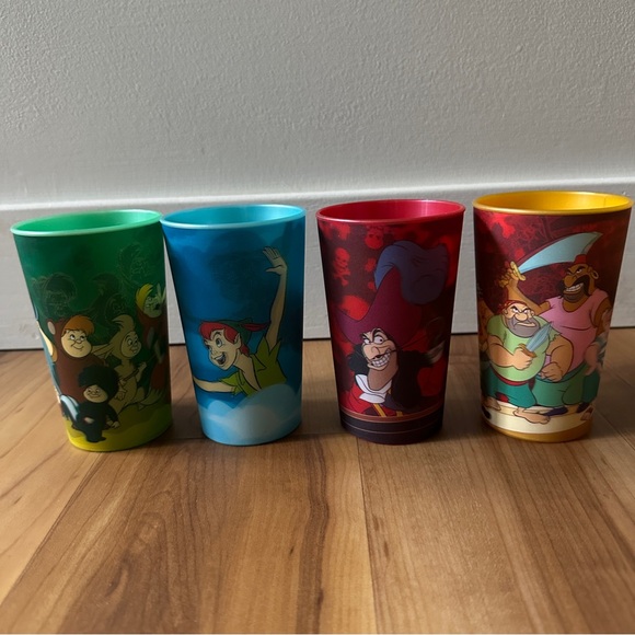 Disney | Dining | Like New Set Of 4 Disney Peter Pan Themed Kids Cups ...